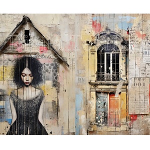 Edgy Printable Grunge Collage Scrapbook Papers - Unique Textured ...