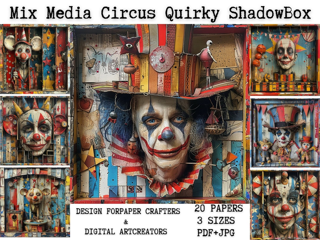 Vintage Circus Shadow Box Bundle 20 Distressed Printable Collage Kits ...