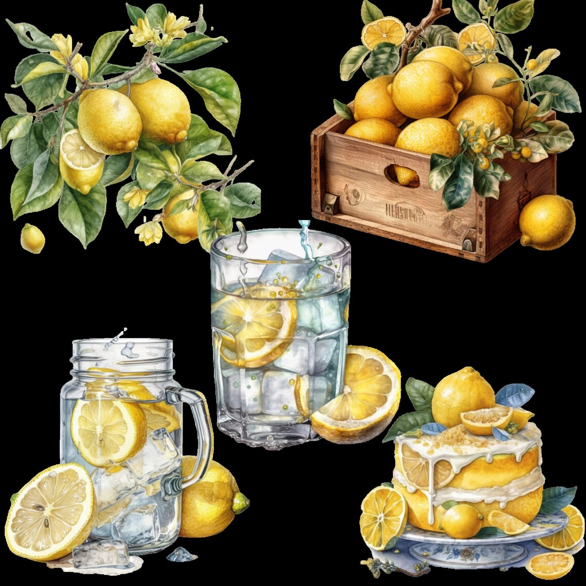 25 Lemon Watercolor Clipart Lemons Bundle PNG Lemon Truck - Etsy