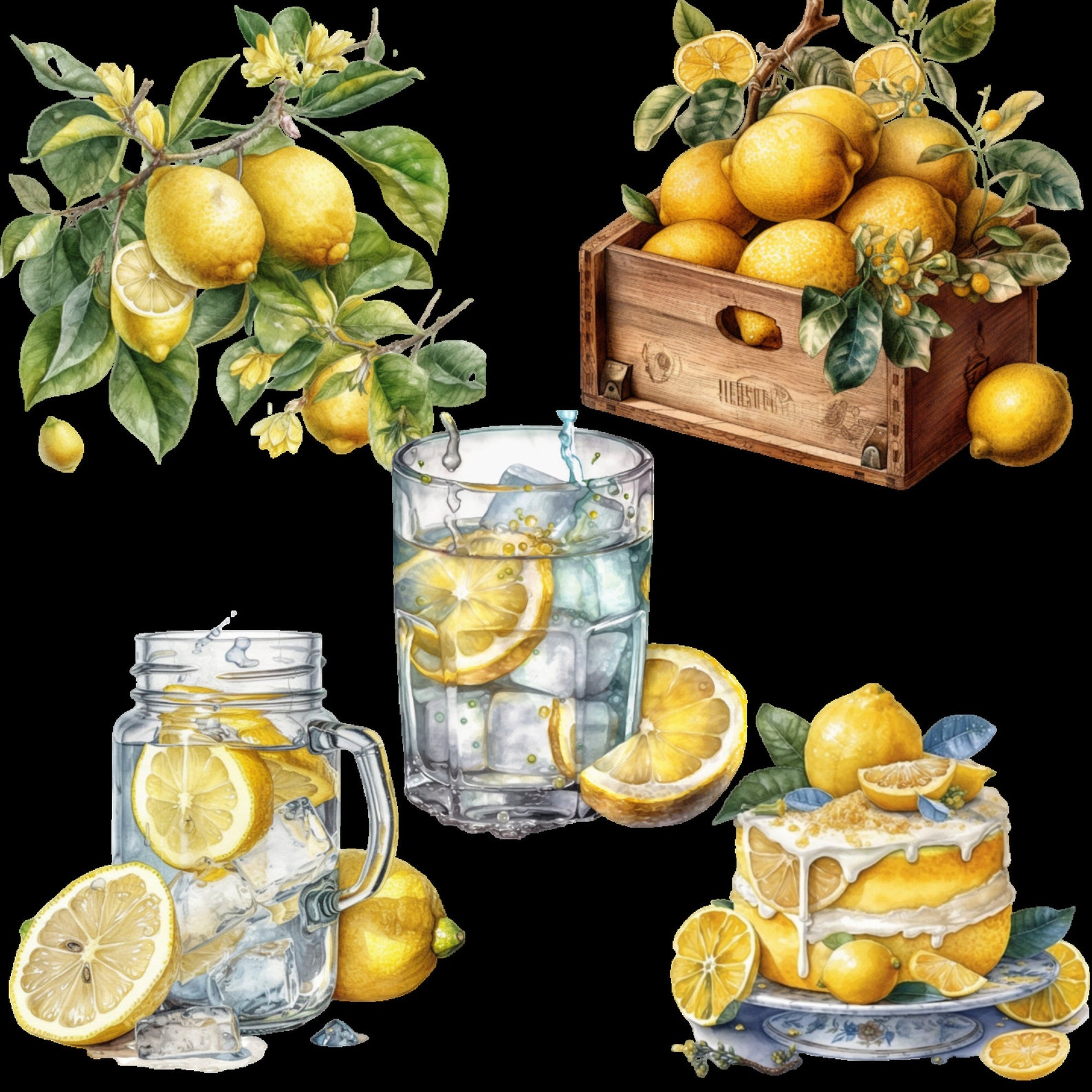 25 Lemon Watercolor Clipart Lemons Bundle PNG Lemon Truck - Etsy