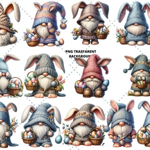 Easter Bunny Gnomes Watercolor Clipart: A Vibrant Addition to Your ...