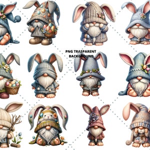 Easter Bunny Gnomes Watercolor Clipart: A Vibrant Addition to Your ...