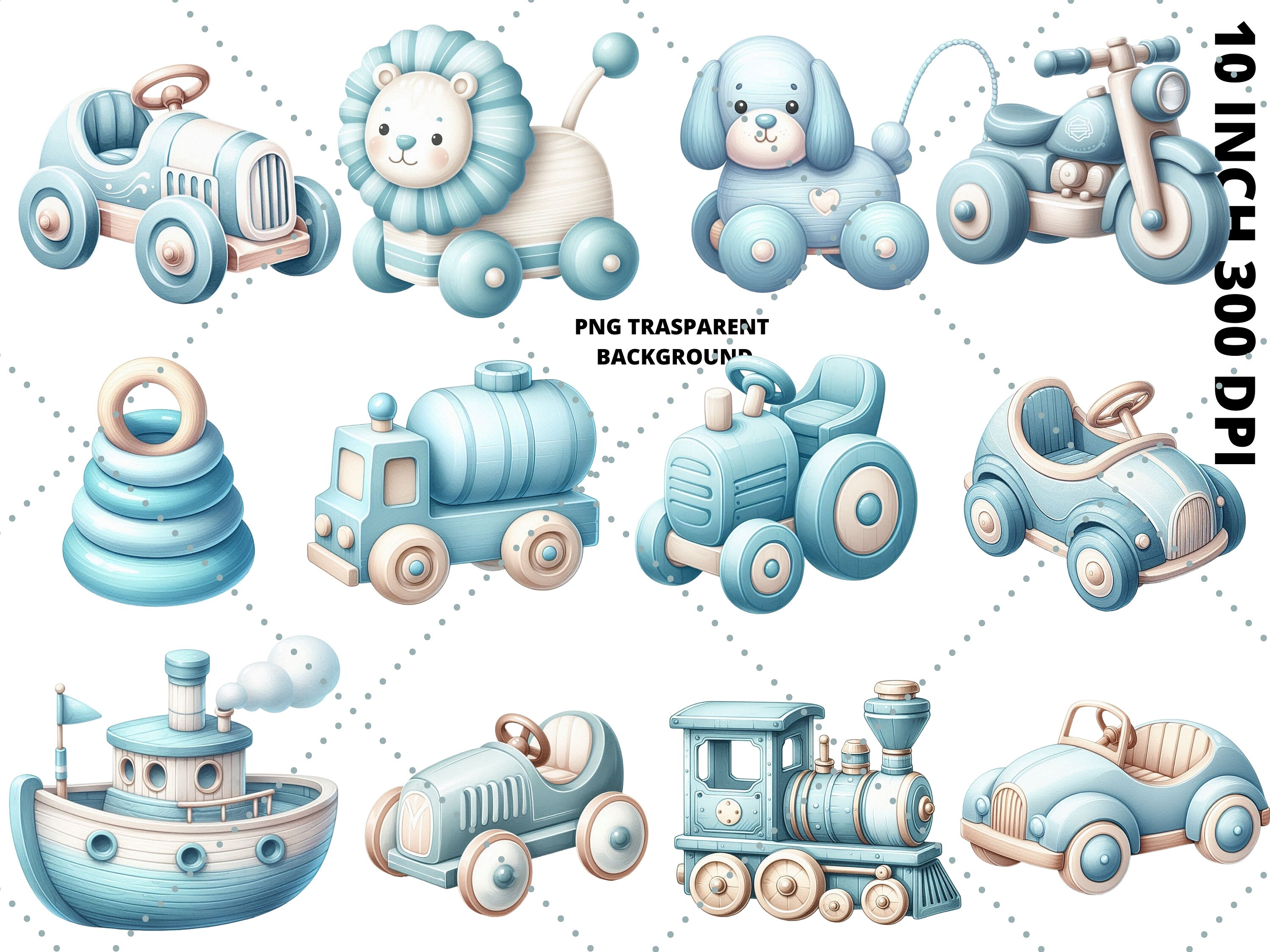 Watercolor Baby Boy Toys Clipart, Baby Shower Set, Nursery, Newborn ...