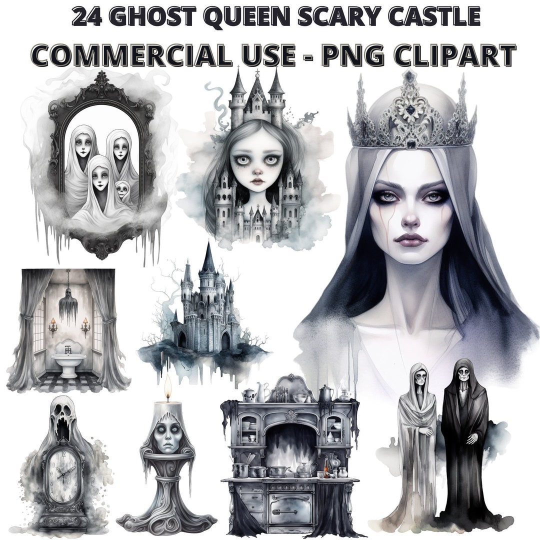 Haunted Ghost Castle Clipart Horror Clipart Halloween - Etsy