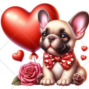 Exclusive Valentines French Bulldog PNG Graphics Set - 25 Adorable ...