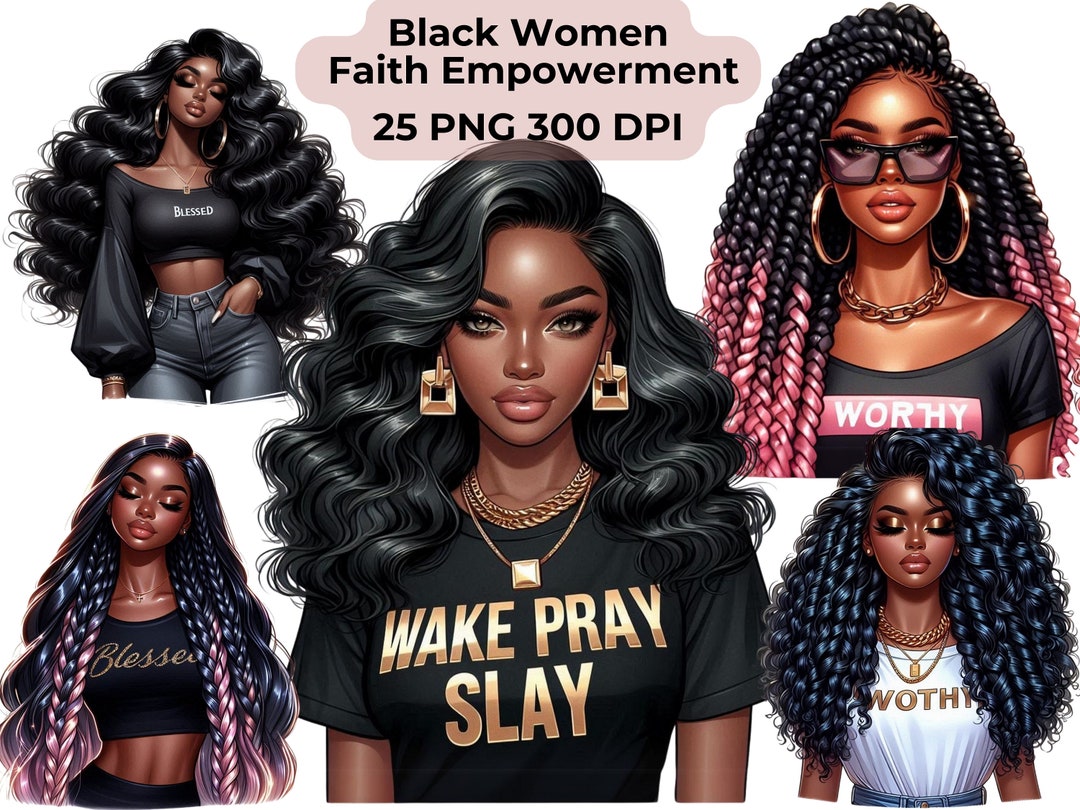 Black Women Empowerment Clipart Bundle - Inspirational Phrases ...