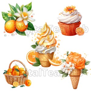 Orange Watercolor Clipart, Orange Bundle PNG, Sicilian Dream Clipart ...