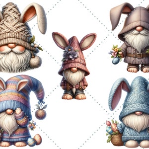 Easter Bunny Gnomes Watercolor Clipart: A Vibrant Addition to Your ...