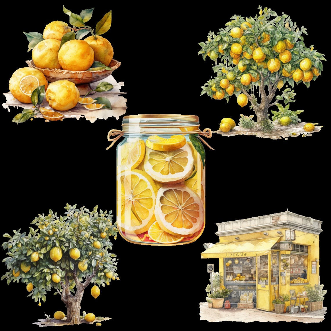 25 Lemon Watercolor Clipart Lemons Bundle PNG Lemon Truck - Etsy