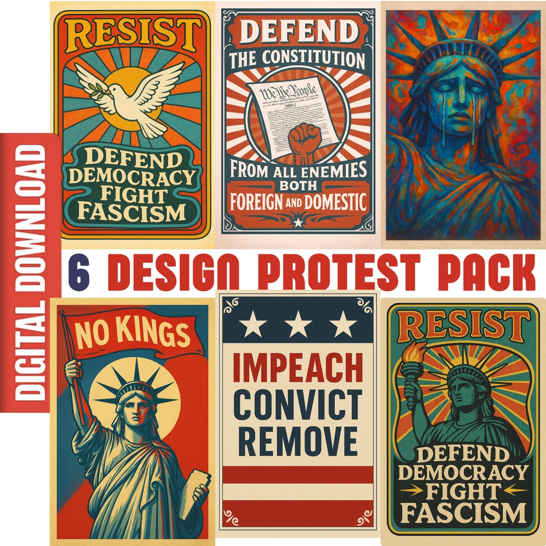 Anti‑trump Protest Poster Bundle, Printable Pro‑democracy Signs PDF Set ...