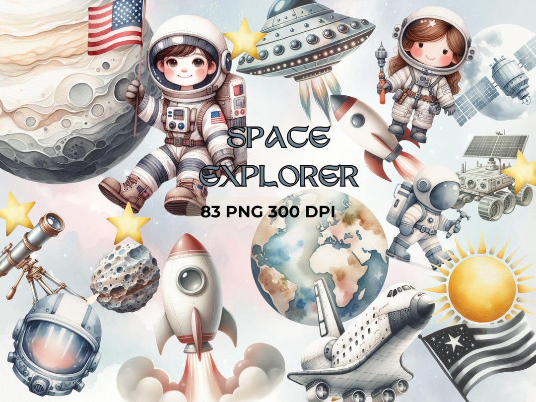 Space Clipart Set | Clipart Bundle | Watercolor Space | 83 Solar System ...