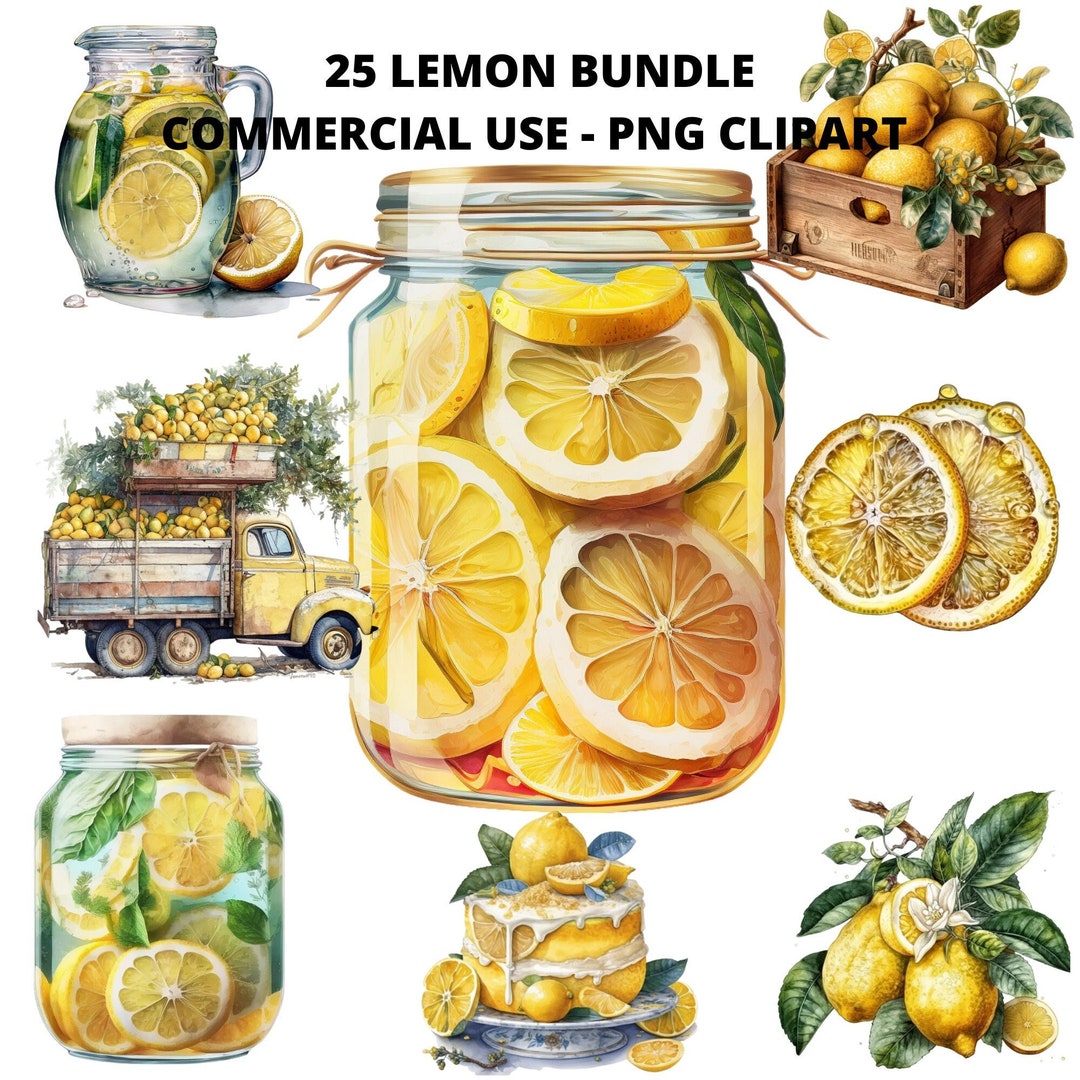 25 Lemon Watercolor Clipart Lemons Bundle PNG Lemon Truck - Etsy