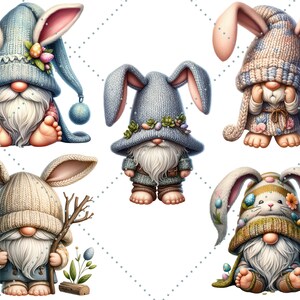Easter Bunny Gnomes Watercolor Clipart: A Vibrant Addition to Your ...