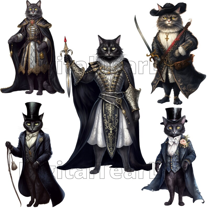 Black Cat Fairytale Png Watercolor Clipart Fairytale Clipart - Etsy