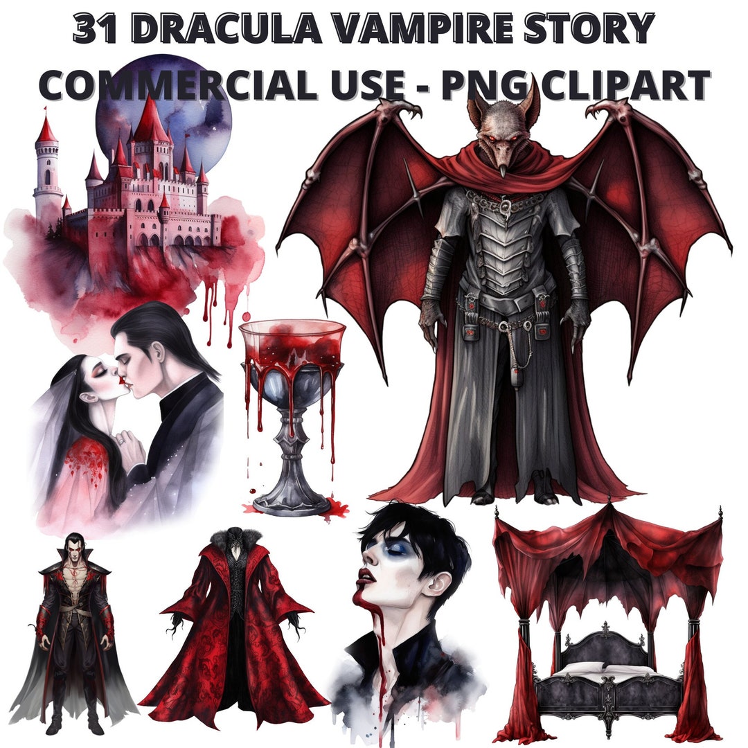 Watercolor Dracula Vampire Story Png Clipart Horror Storybook - Etsy