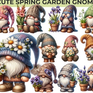 Spring Garden Gnomes Watercolor Clipart: A Colorful Journey Through Art ...