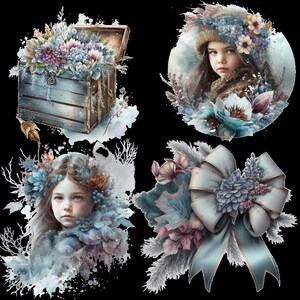 Winter Frozen Flowers Watercolor Clipart Flowers Clipart - Etsy