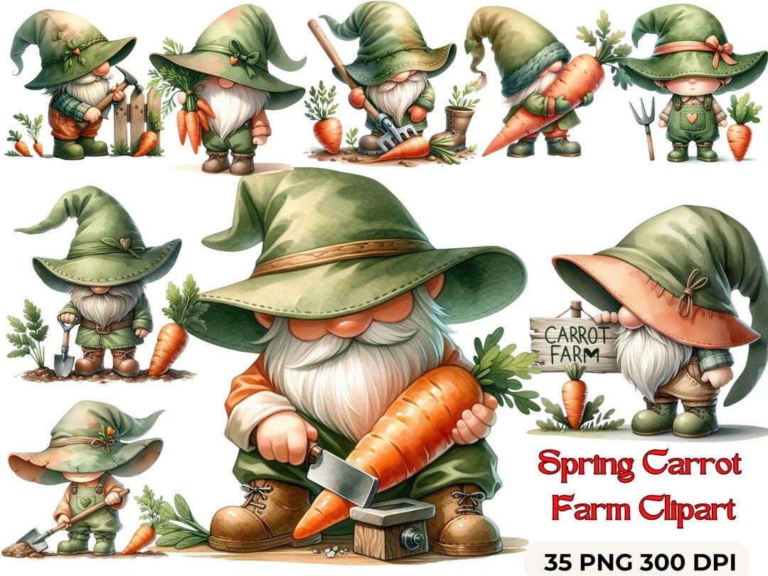 35 Spring Carrot Farm Clipart Set | Gardening | Vegetable Garden ...