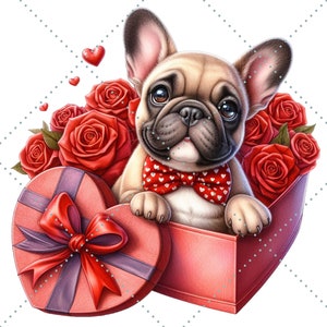 Exclusive Valentines French Bulldog PNG Graphics Set - 25 Adorable ...