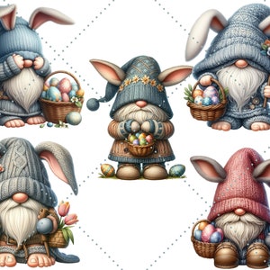 Easter Bunny Gnomes Watercolor Clipart: A Vibrant Addition to Your ...