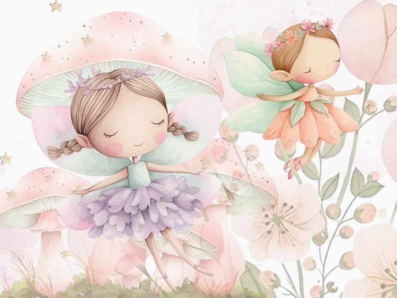Watercolor Garden Fairies Clipart, Nature Fairy PNG Bundle, Forest ...