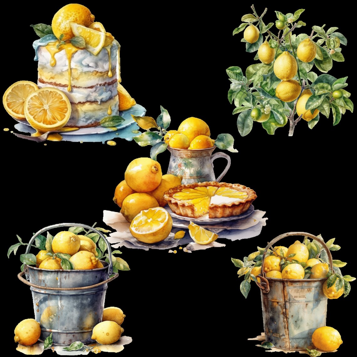 25 Lemon Watercolor Clipart Lemons Bundle PNG Lemon Truck - Etsy