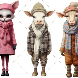 Whimsical Winter Baby Dressed Animals Characters - 14 Baby Animals With ...