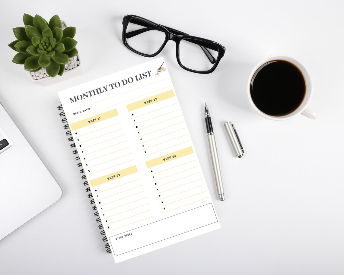 Printable Monthly to Do List Printable I Simple Tasks List Template I ...