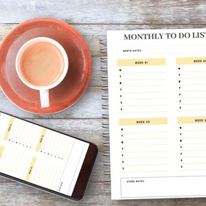 Printable Monthly to Do List Printable I Simple Tasks List Template I ...
