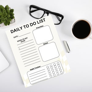 Printable Daily to Do List I Simple Tasks List Template I Productivity ...
