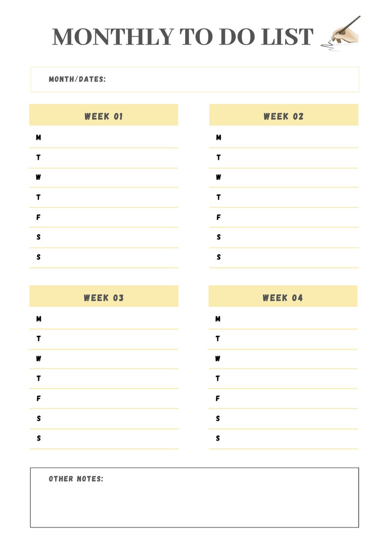 Printable Monthly to Do List Printable I Simple Tasks List Template I ...