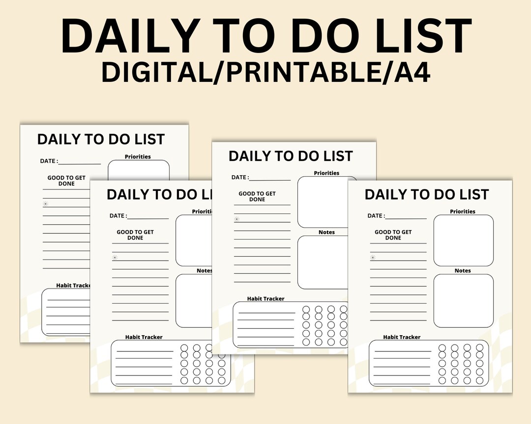 Printable Daily to Do List I Simple Tasks List Template I Productivity ...