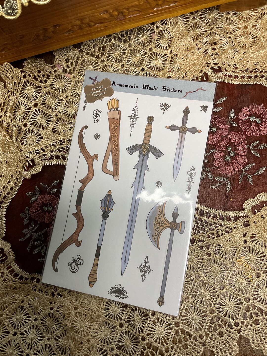 Ornamental Medieval Fantasy Weapon Stickers, RPG Sword Stickers, Bow ...