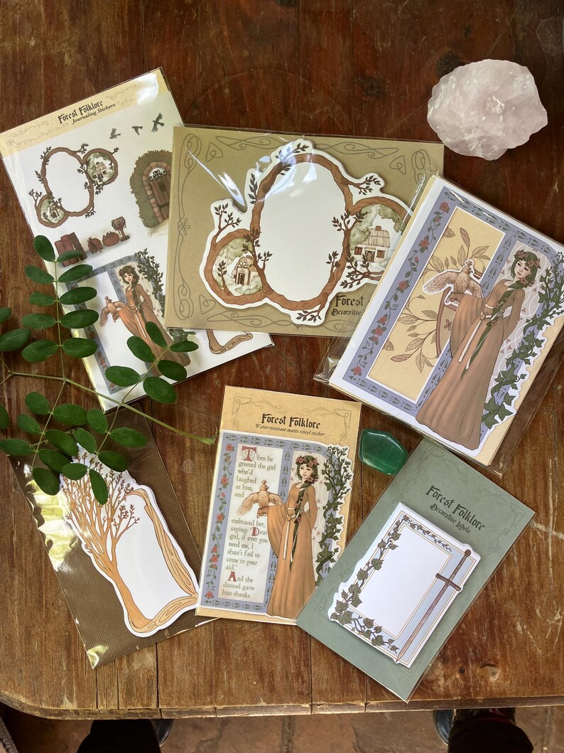 Medieval Forest Folklore Cardstock Pack, Falconer Lady Design, Fantasy ...