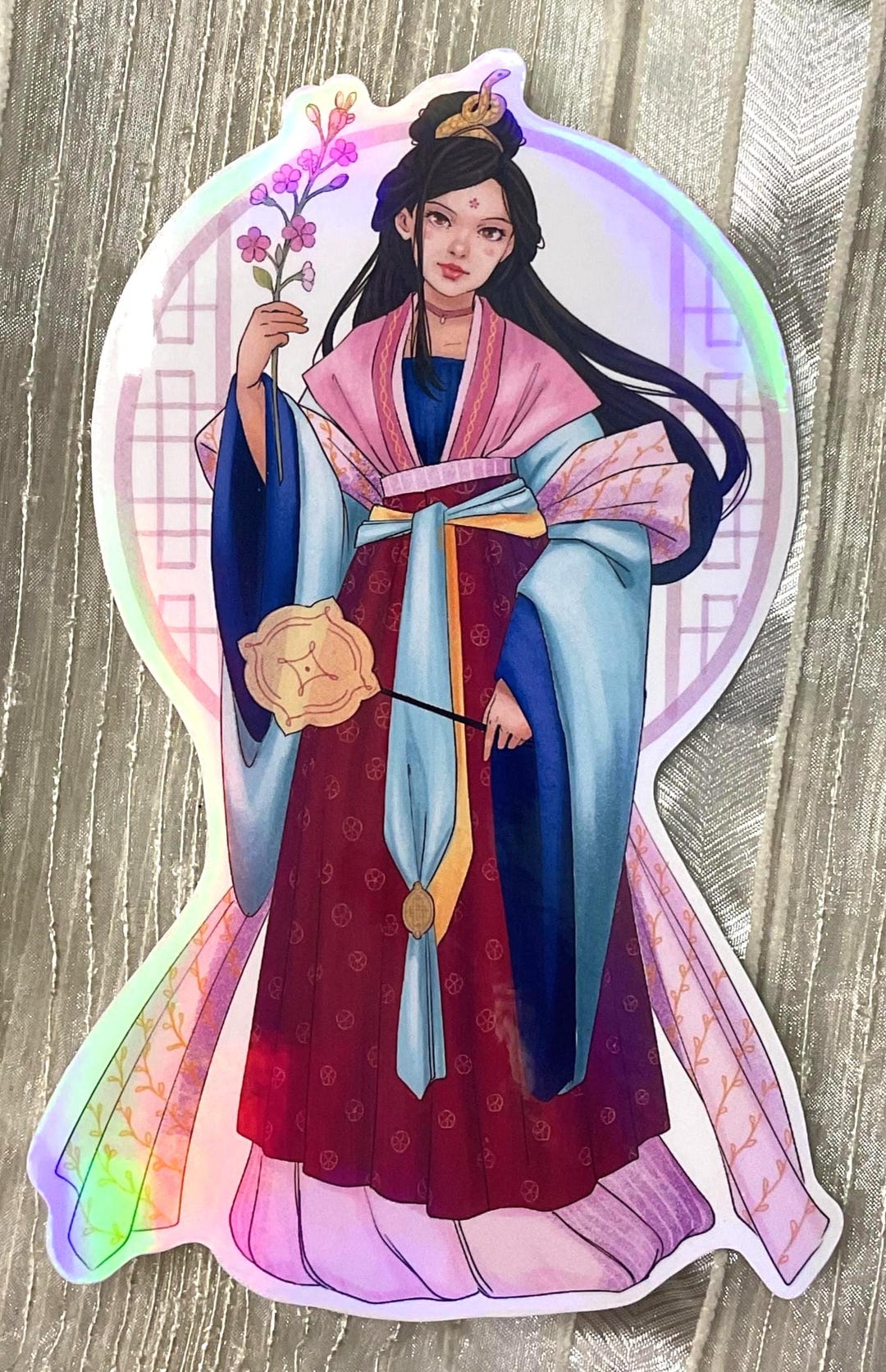 Mulan Holographic Sticker: Chinese Dress Fanart Laptop Decal - Etsy