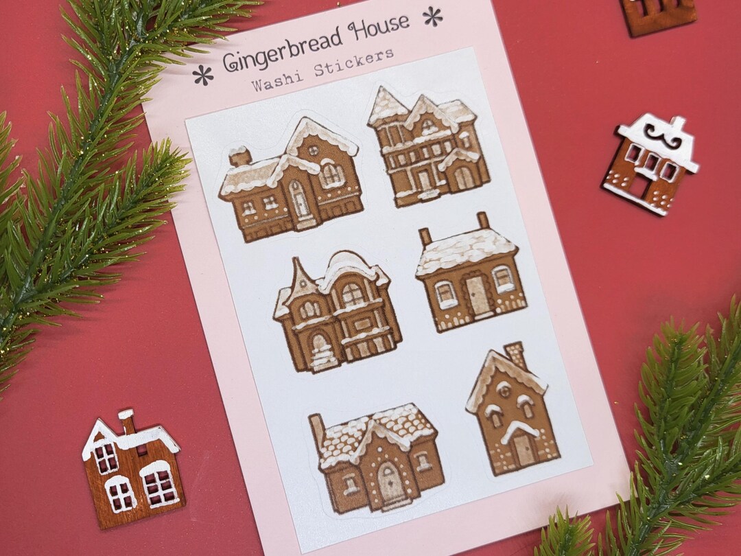 Gingerbread House Washi Stickers Set, Holiday Village Stickers ...