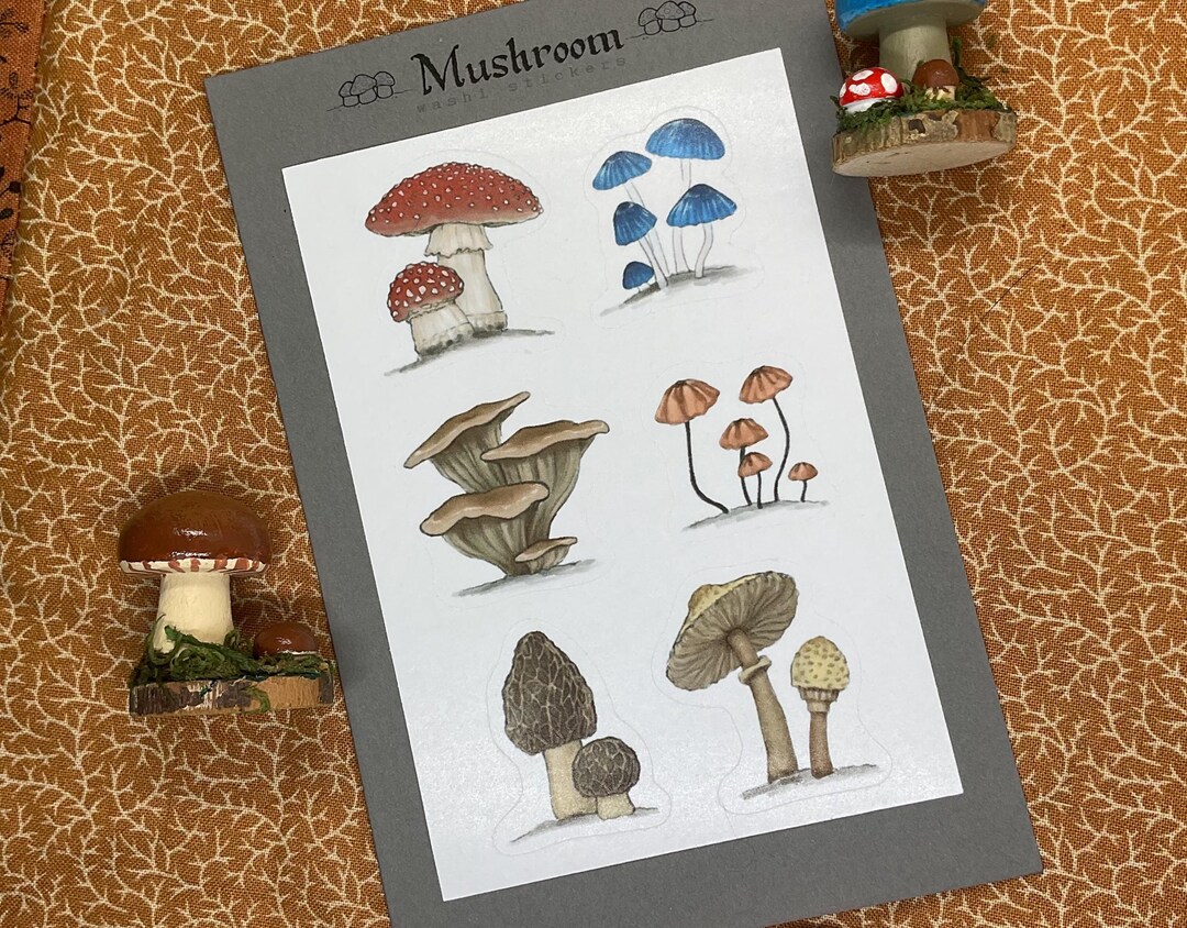 Mushroom Washi Sticker Sheet, Fungi Stickers, Amanita Sticker ...