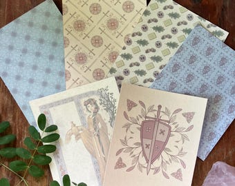 Medieval Forest Folklore Cardstock Pack, Falconer Lady Design, Fantasy ...
