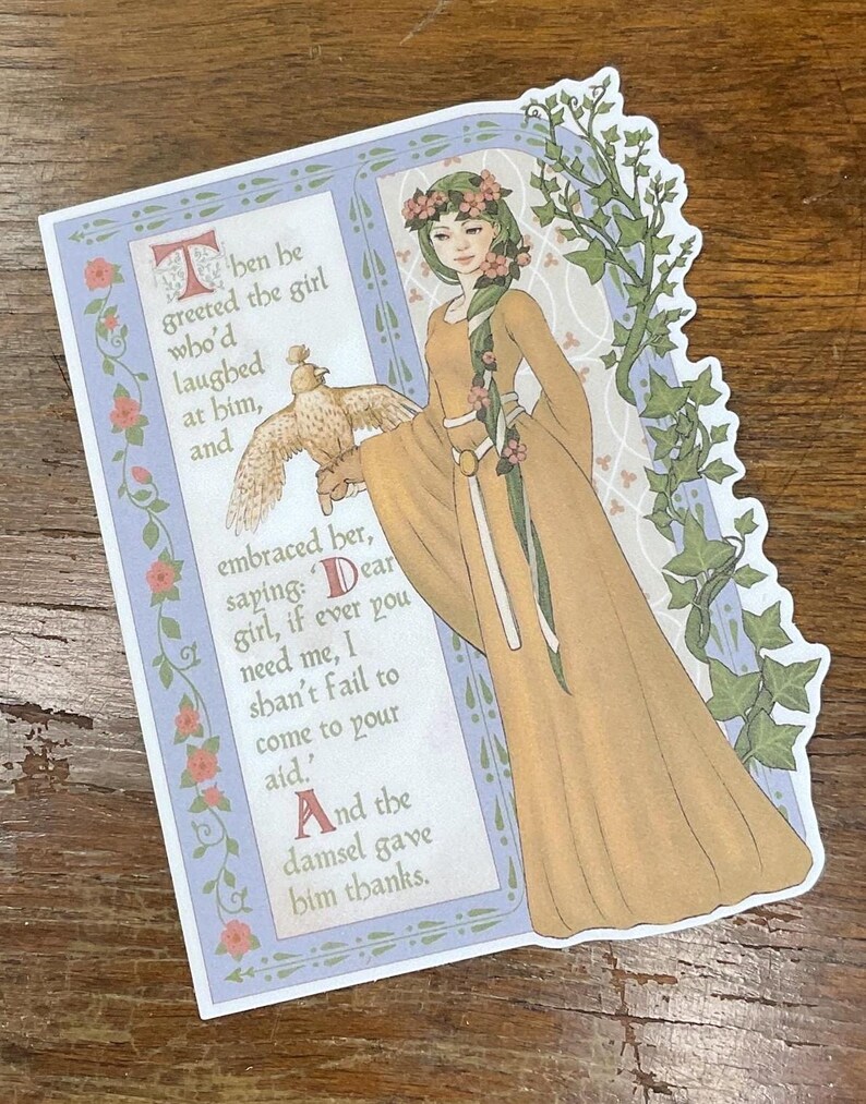 Falconer Lady Vinyl Sticker, Medieval Fantasy, Arthurian Legend ...