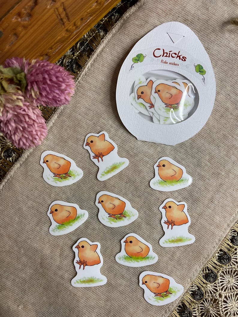 Kawaii Chick Sticker Pack: Vinyl Flake Stickers, Easter Gift - Etsy