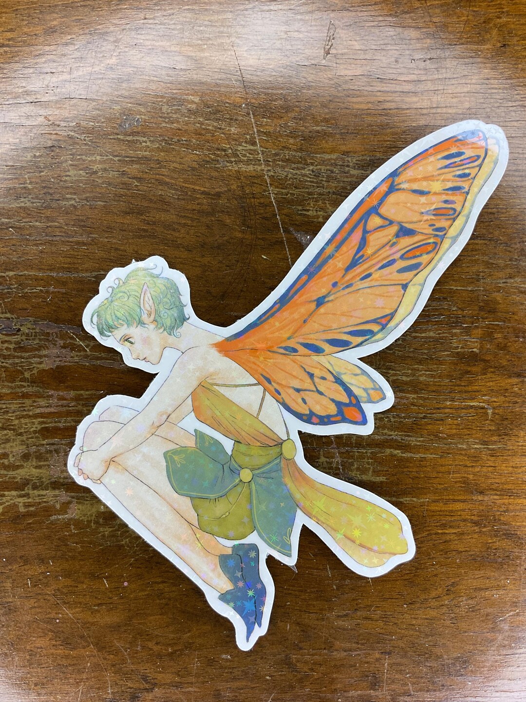 Holographic Fairy Sticker: Butterfly Wings, Green Pixie Art - Etsy