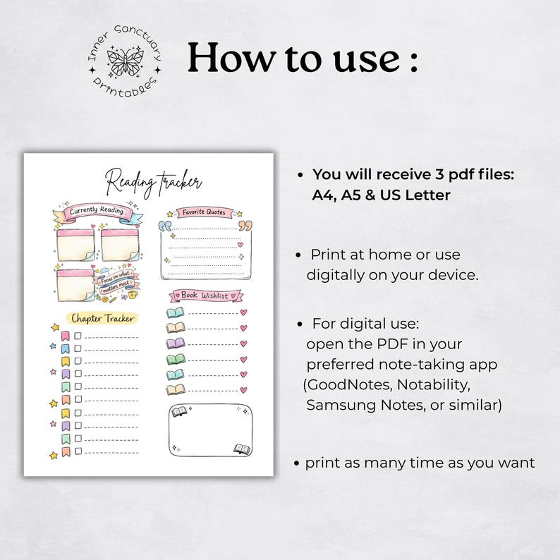 Reading Tracker Printable, Book Tracker Planner Page, Aesthetic Reading ...