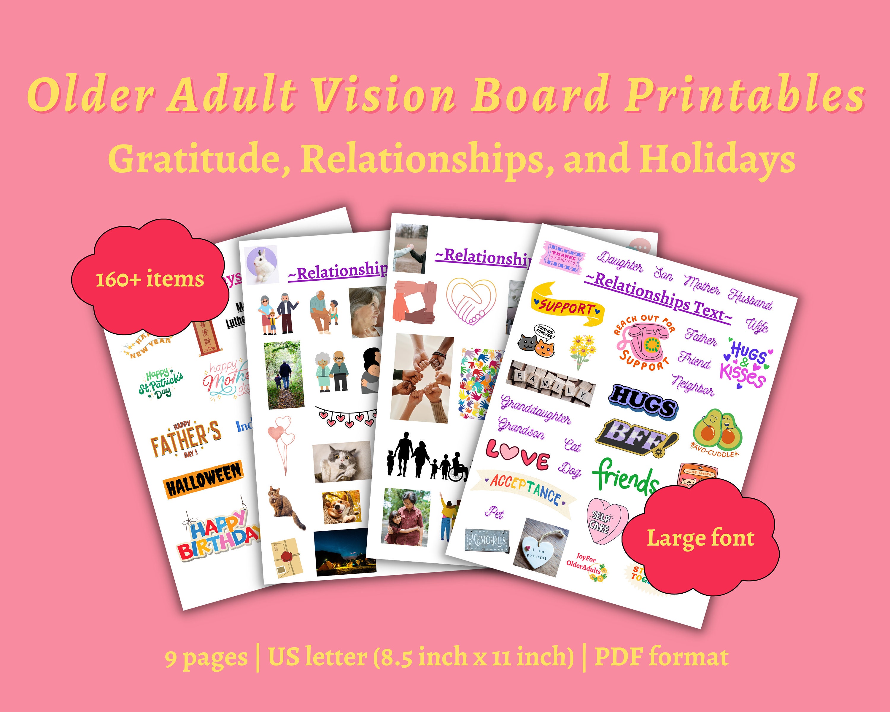 Older Adult Gratitude Vision Board Template, Vision Board Images ...