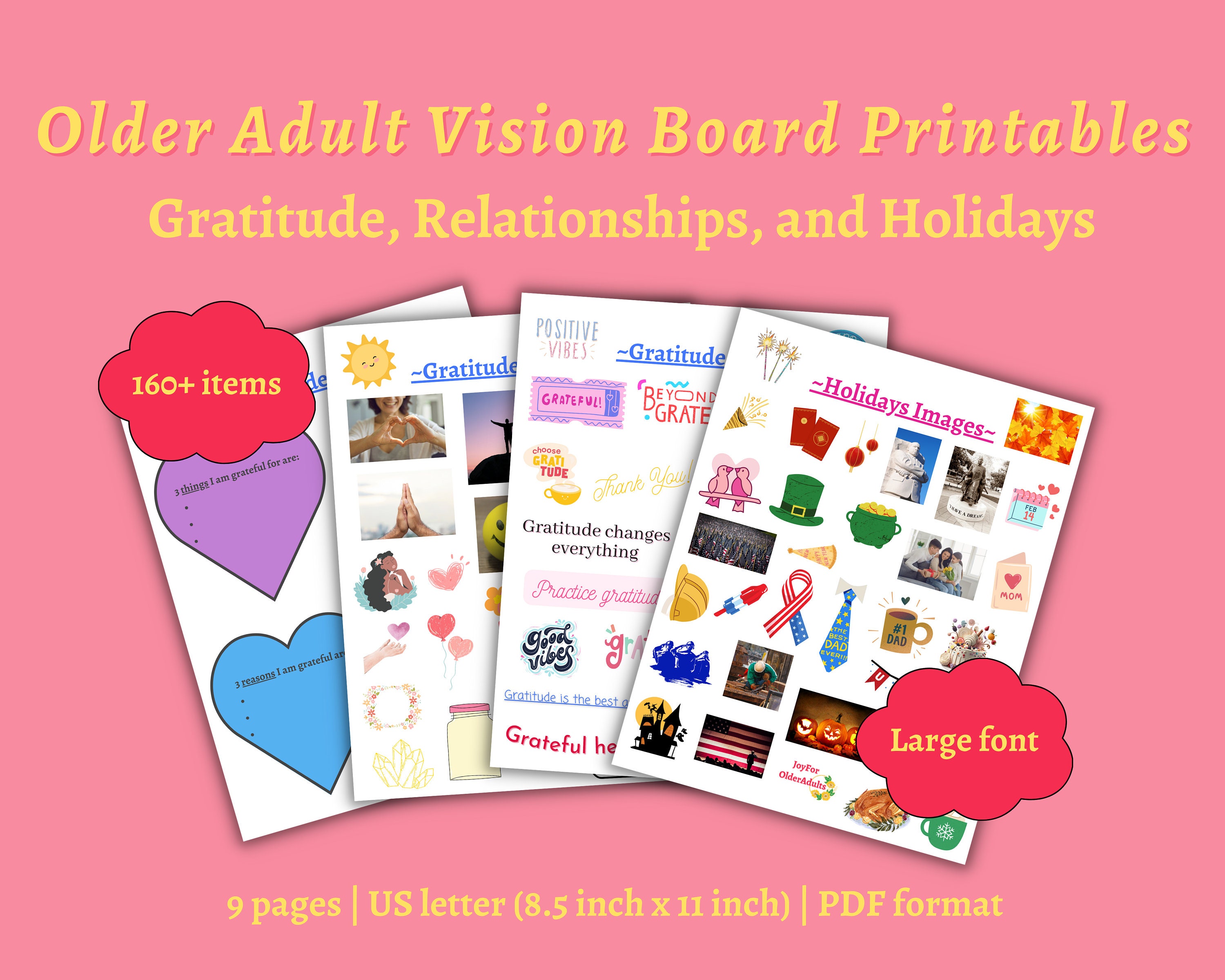 Older Adult Gratitude Vision Board Template, Vision Board Images ...