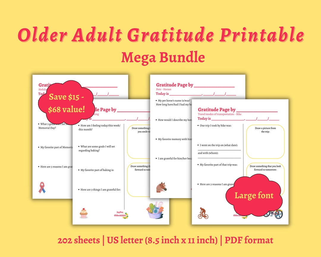 Gratitude Worksheet Bundle, Gratitude Journal Template, Printable ...