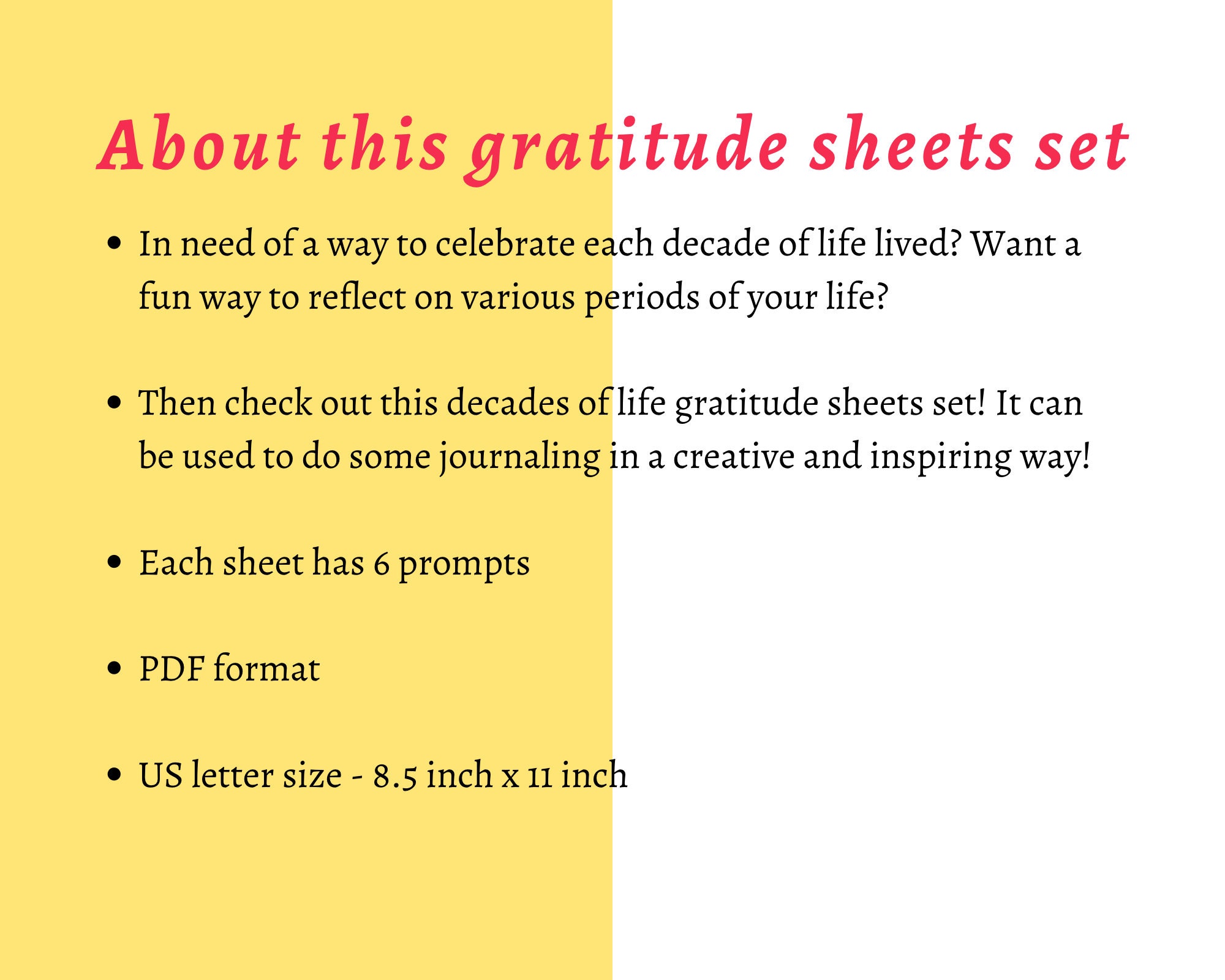 Decades of Life Gratitude Sheet, Gratitude Activity, Senior Enrichment ...
