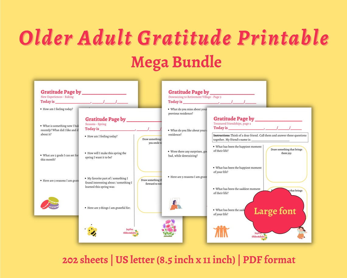 Gratitude Worksheet Bundle, Gratitude Journal Template, Printable ...