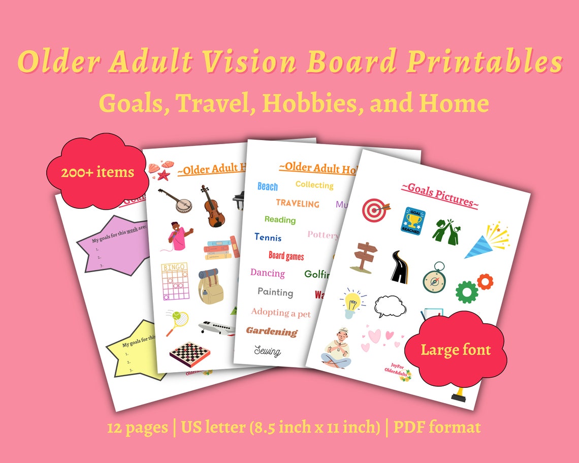 Older Adult Vision Board Template, Vision Board Images, Printable Words ...