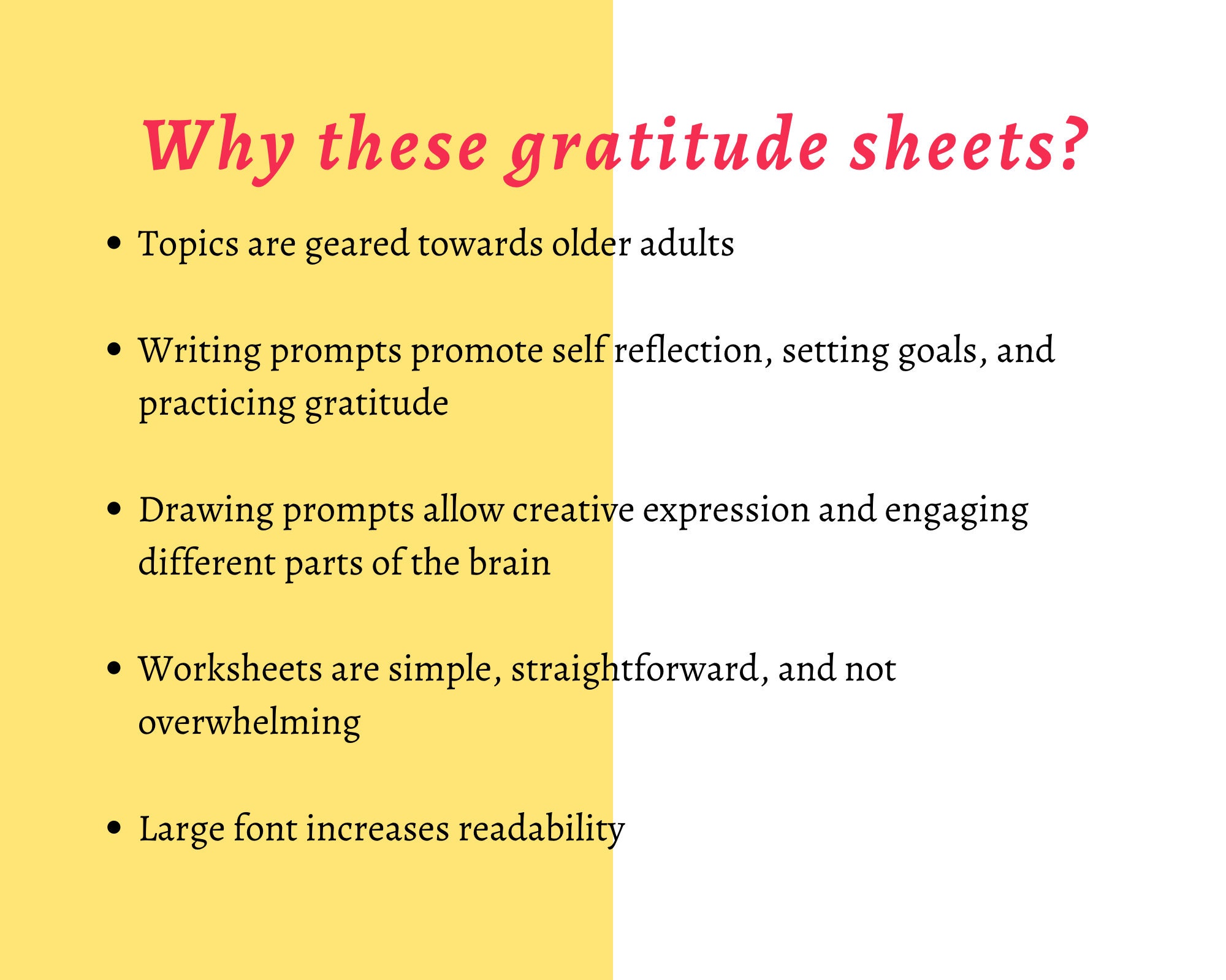 Printable Gratitude Sheet, Activity for Older Adults, Fun Reflection ...