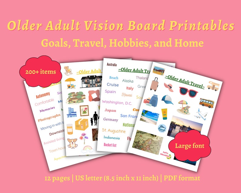Older Adult Vision Board Template, Vision Board Images, Printable Words ...